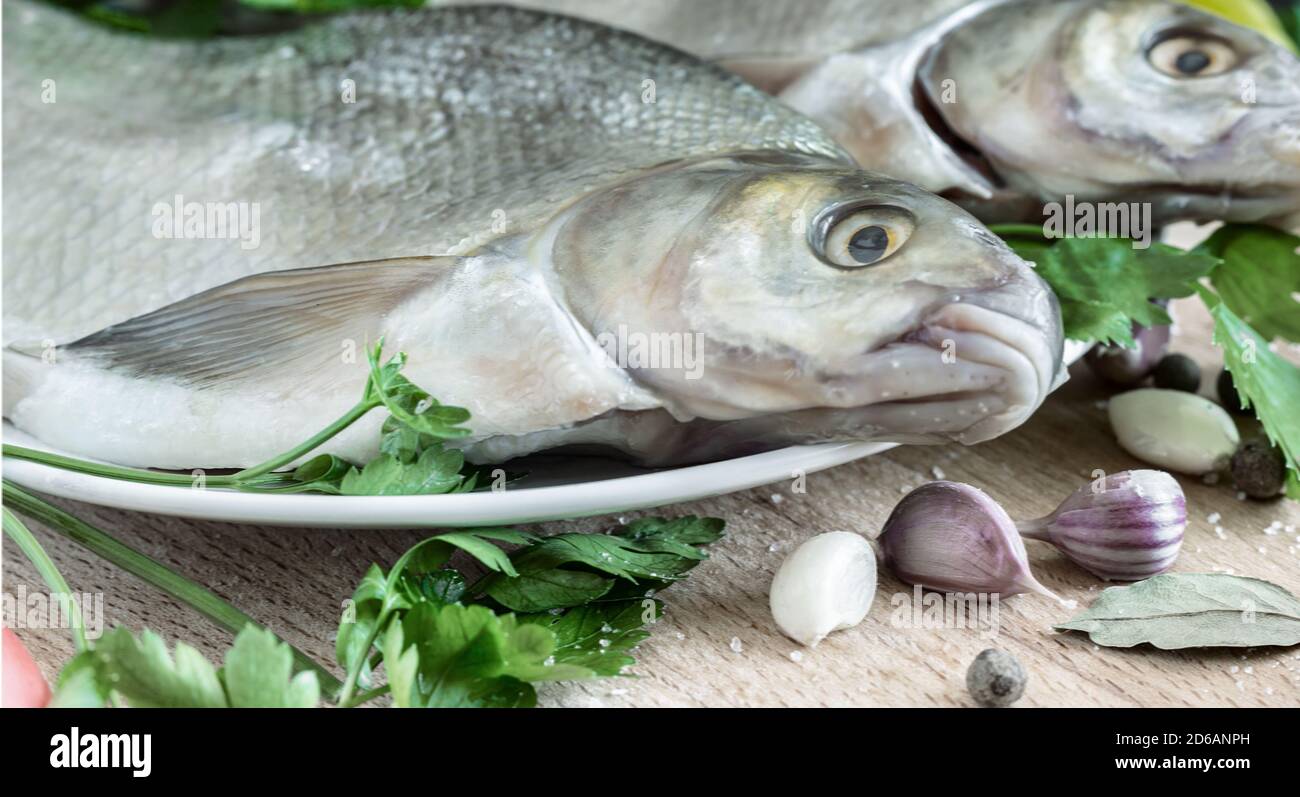 Large river fish bream cooked for frying Stock Photo - Alamy