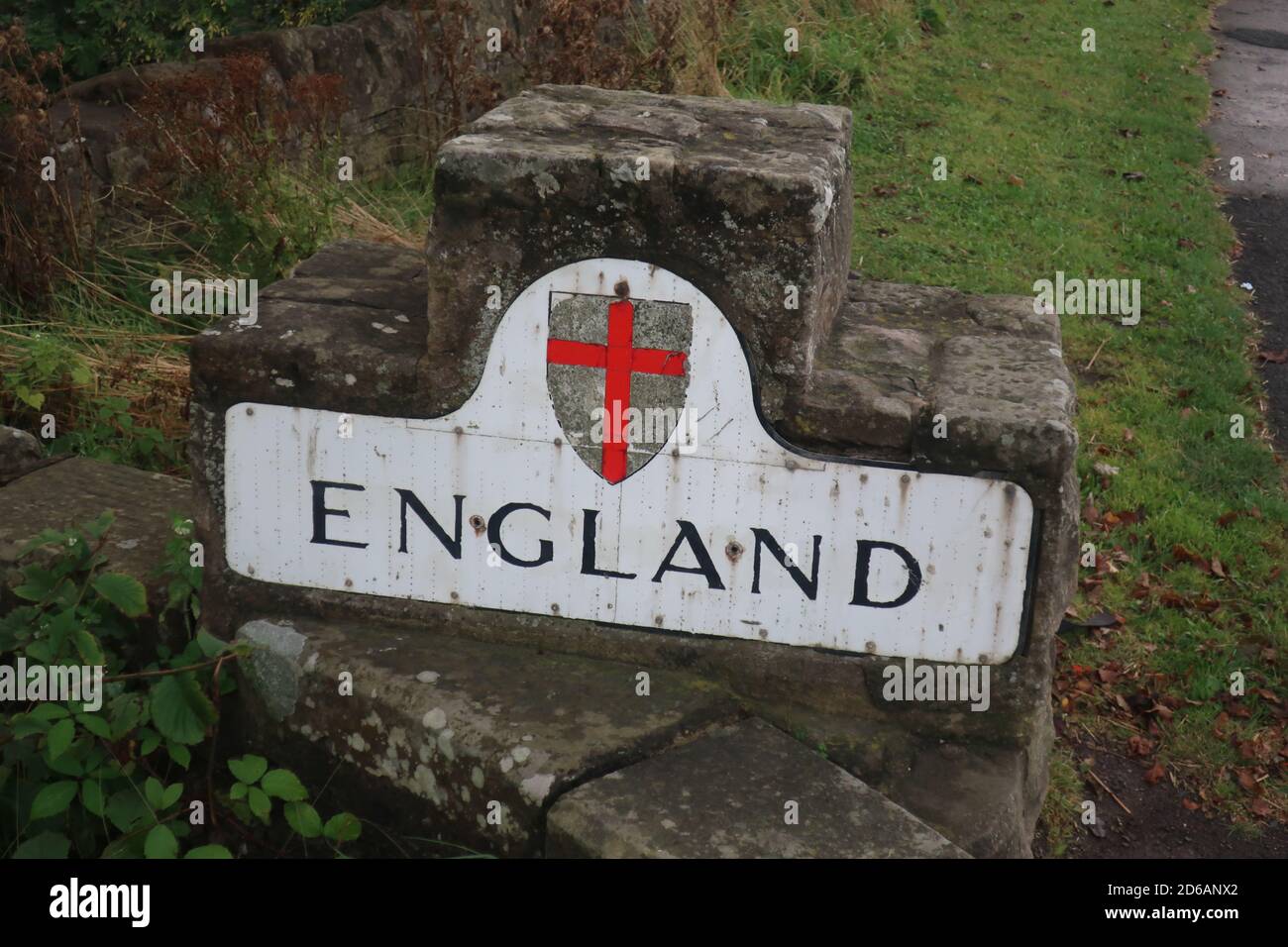 England border sign. The Anglo-Scottish border. Northumberland. England ...