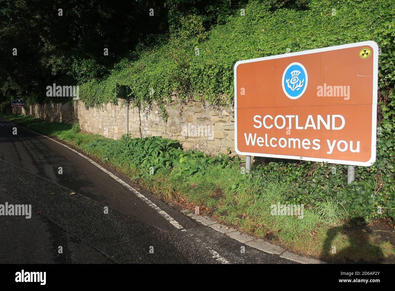 Scotland welcomes you sign. The Anglo-Scottish border. Coldstream ...