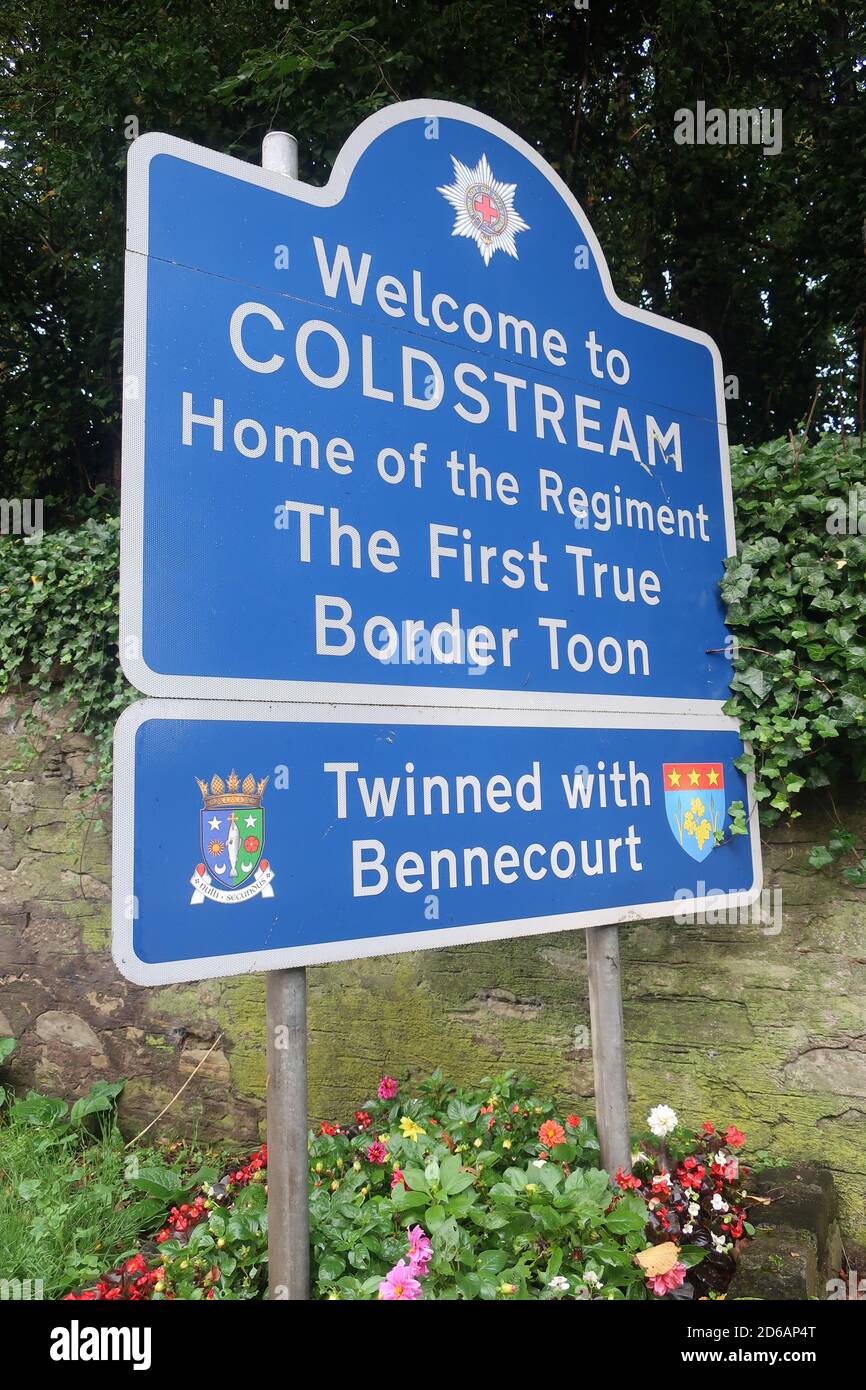 The Anglo-Scottish border. Coldstream. Berwickshire. Scottish Borders ...