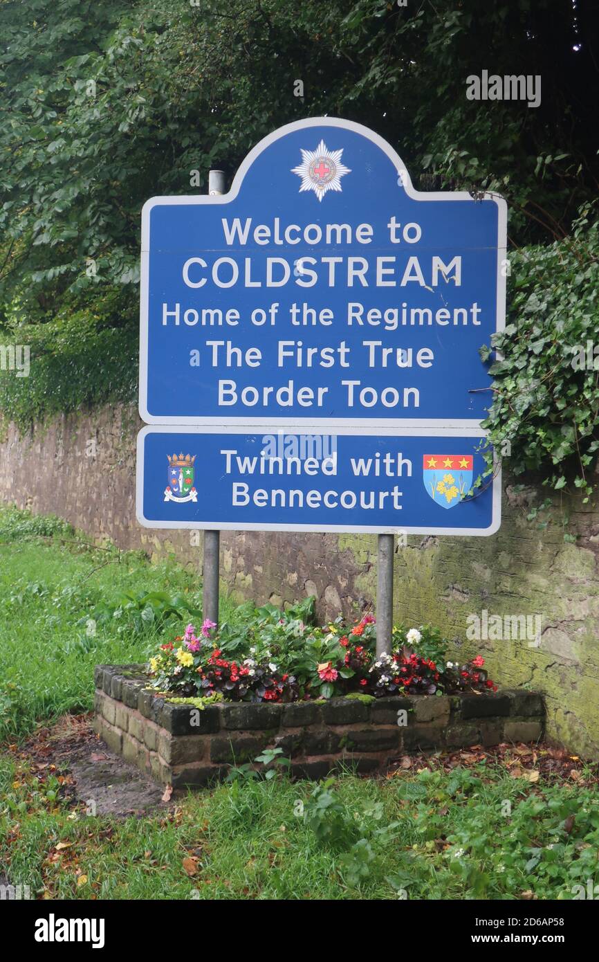 The Anglo-Scottish border. Coldstream. Berwickshire. Scottish Borders ...