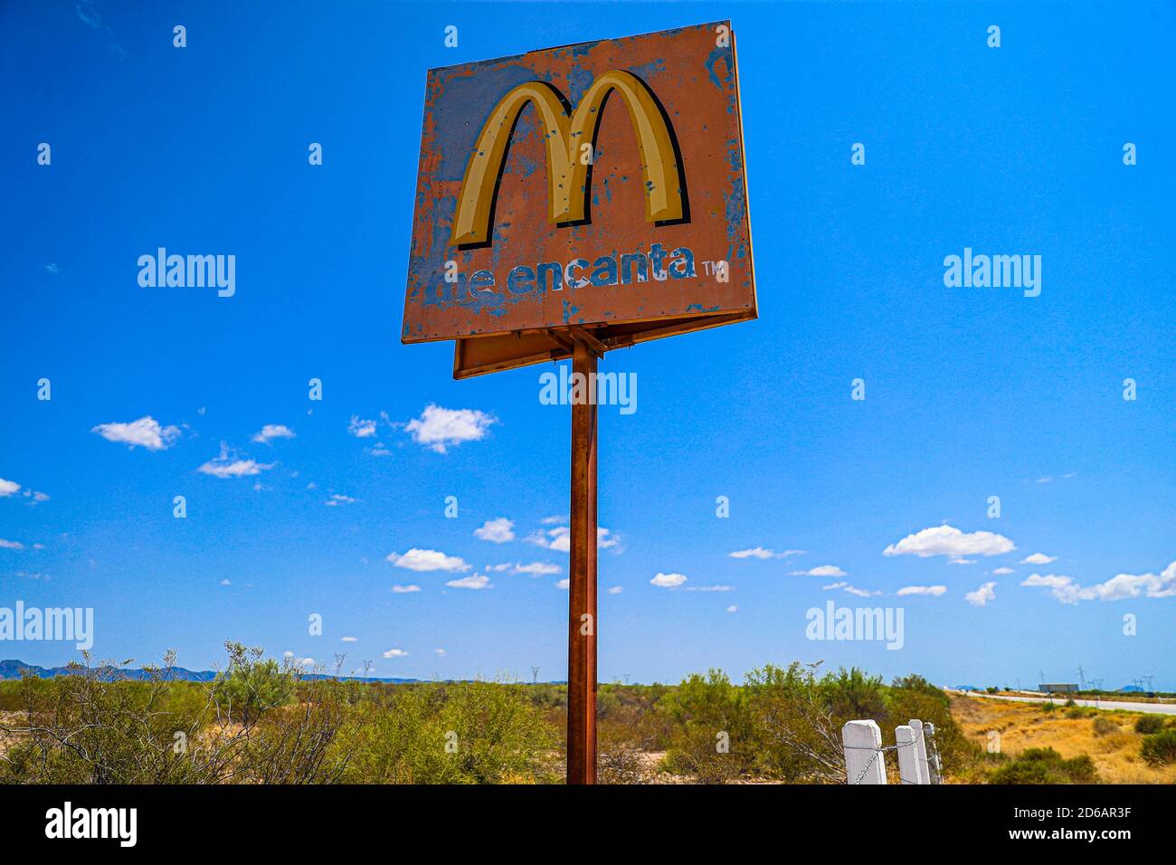 Old and dilapidated sign or spectacle with the McDonald's logo and the ...