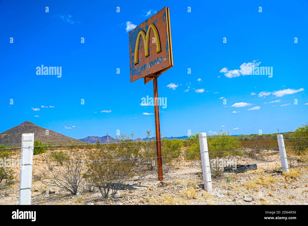 Old and dilapidated sign or spectacle with the McDonald's logo and the ...