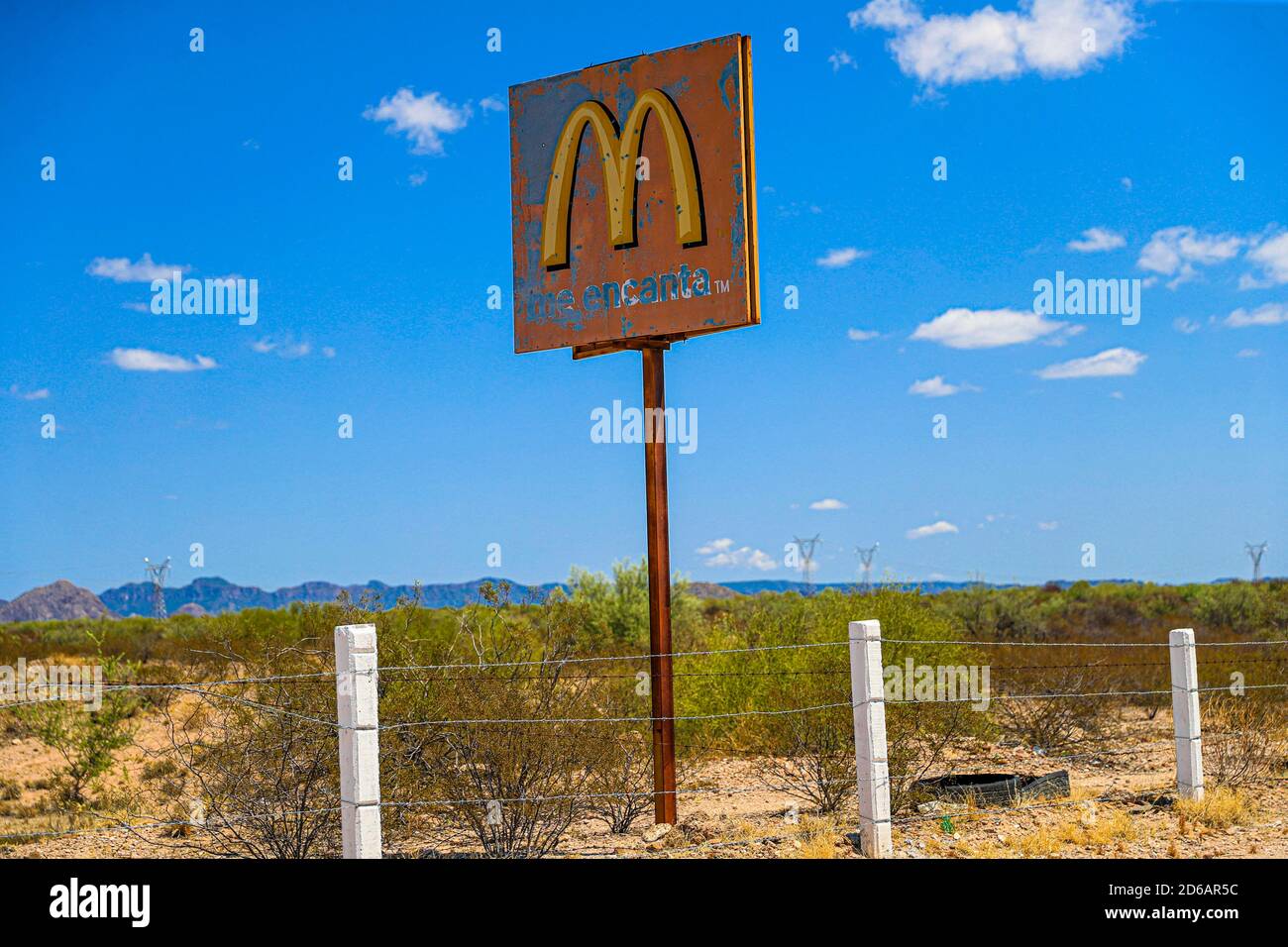Old and dilapidated sign or spectacle with the McDonald's logo and the ...