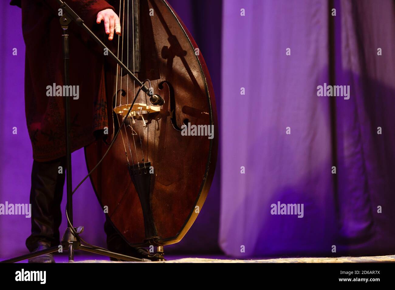 Acoustic double bass player. Man playing double bass on a concert Stock ...