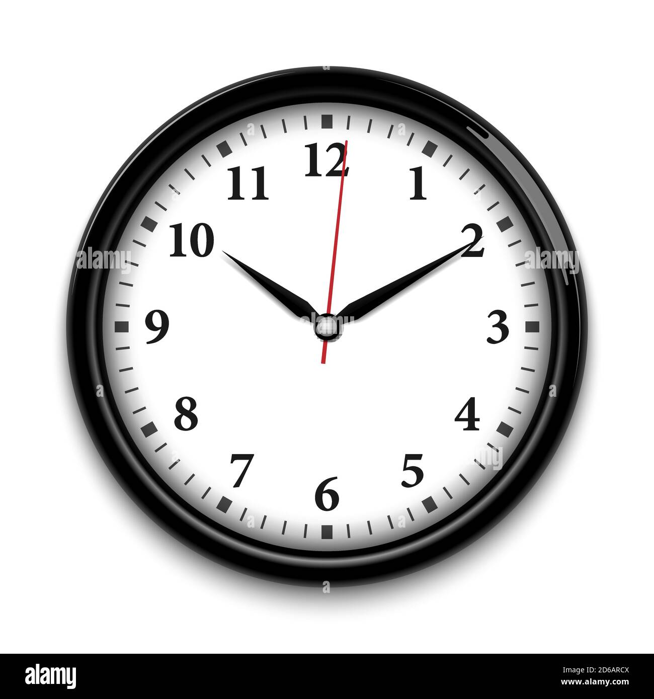 Black wall clock isolated on white background, realistic vector ...
