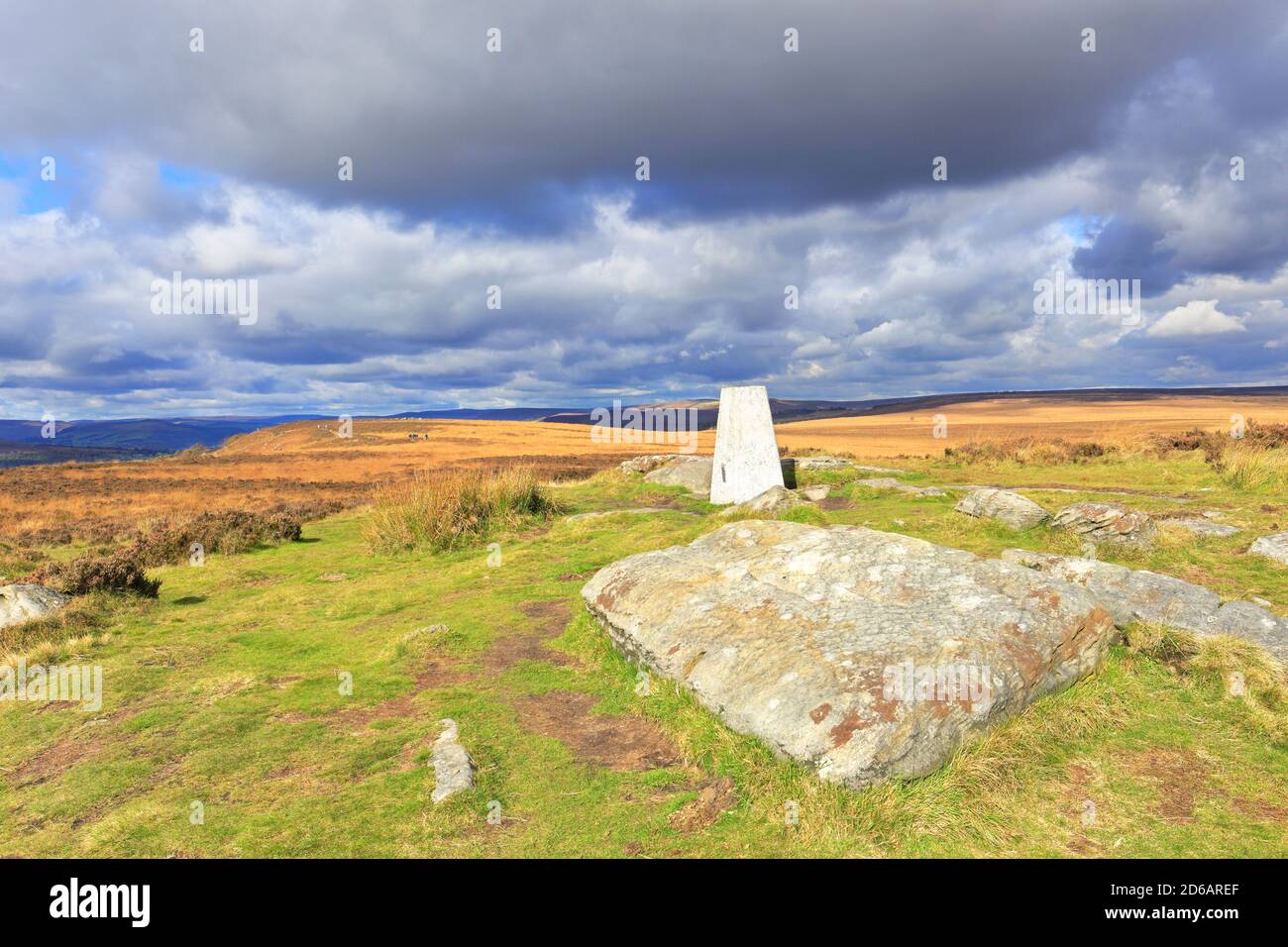 Triangulation pillar on White Edge near Calver, Derbyshire, Peak ...