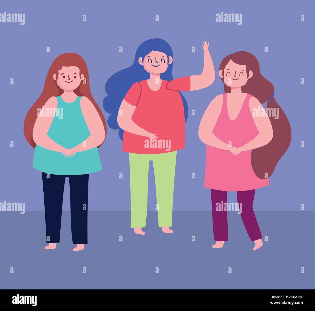 cartoon young women happy celebrating characters vector illustration ...