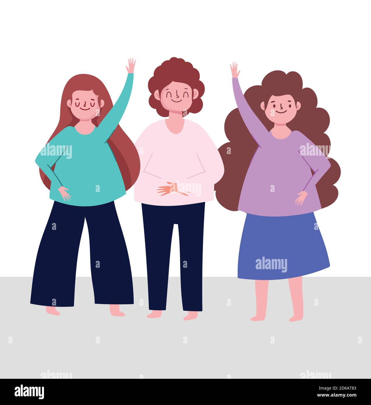 young women happy celebrating cartoon characters vector illustration ...