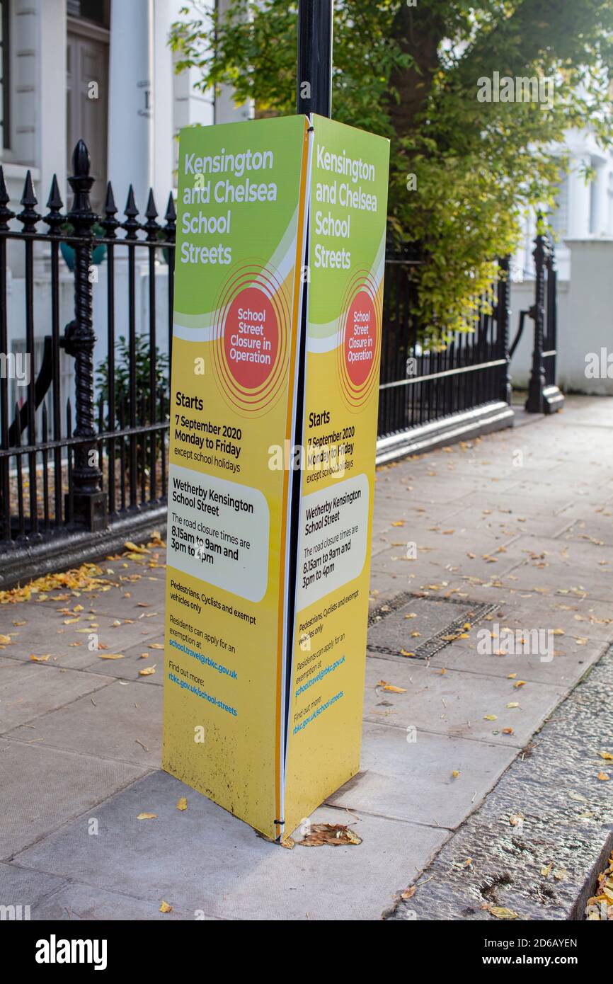 Royal Borough of Kensington and Chelsea street sign indicating school ...