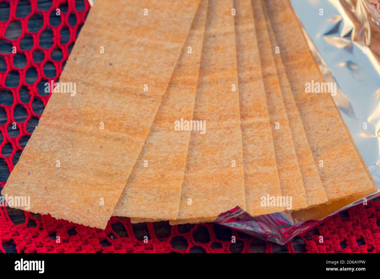 A pack of rectangular chips. Rectangular chips Stock Photo - Alamy