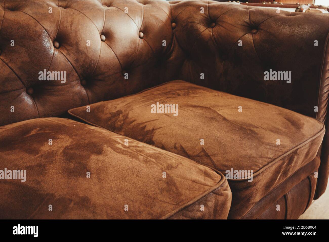 Embossed brown leather sofa texture Stock Photo - Alamy