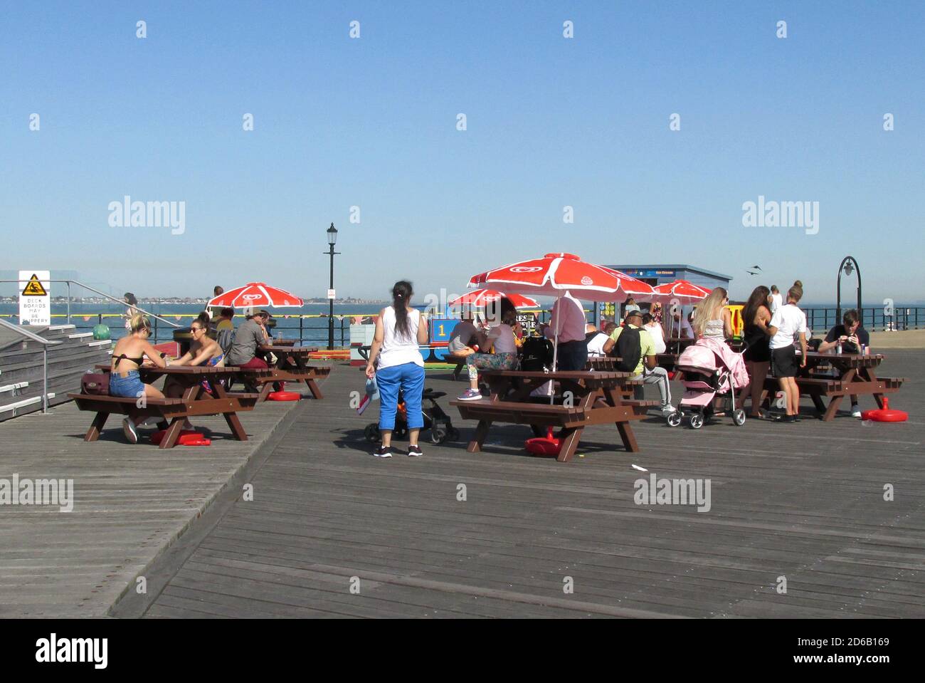 visitor attractions and shops at the end of Southend P[ier Stock Photo ...