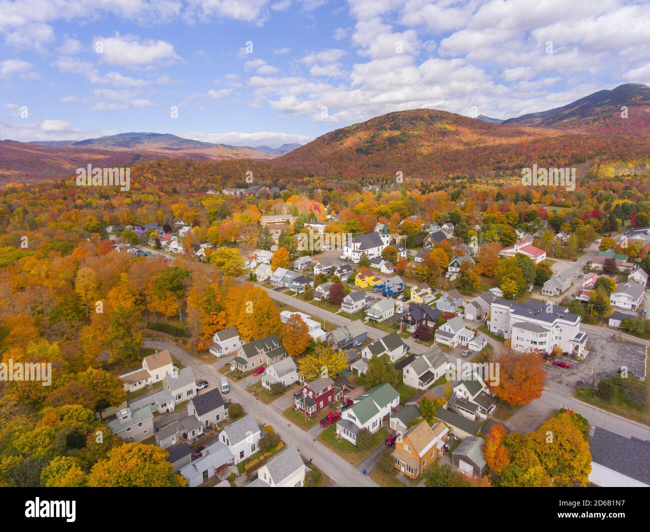 Lincoln Main Street at town center and Little Coolidge Mountain on ...