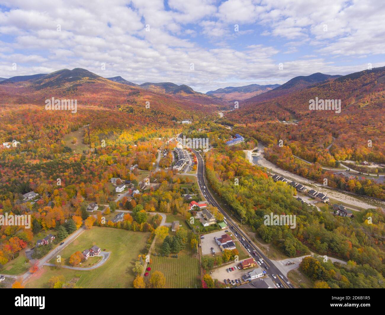Lincoln Main Street at town center and Little Coolidge Mountain on ...