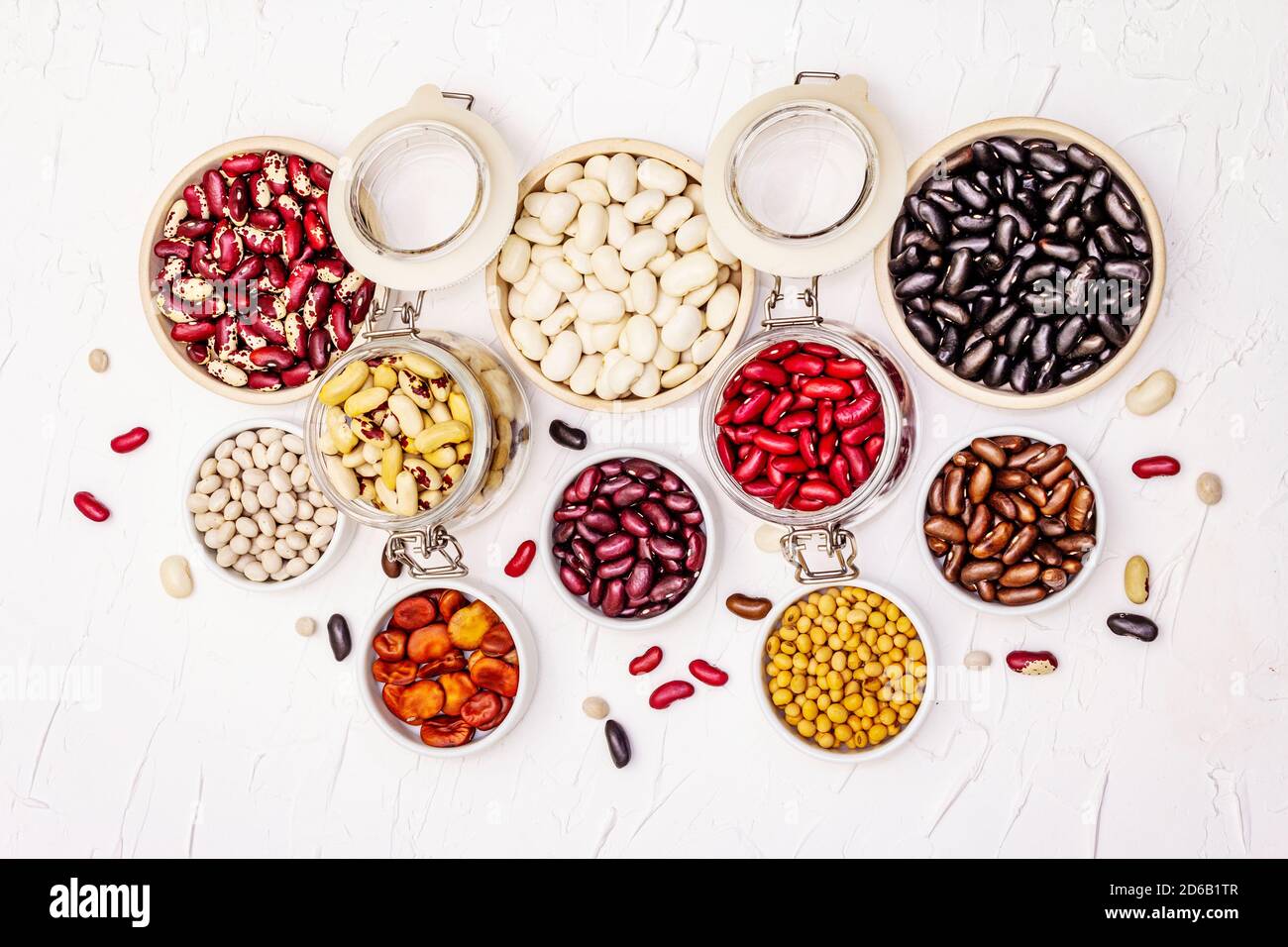 Assorted different types of beans. Set of various dry legumes ...