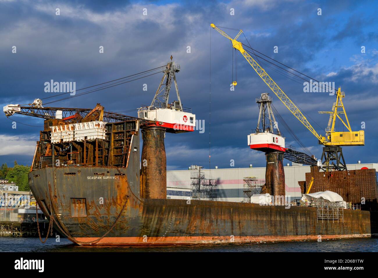 Seaspan Survivor, ship with cranes, North Vancouver, British Columbia ...