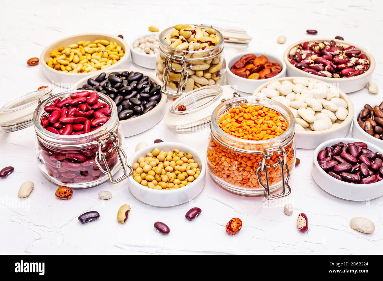 Assorted different types of beans. Set of various dry legumes ...