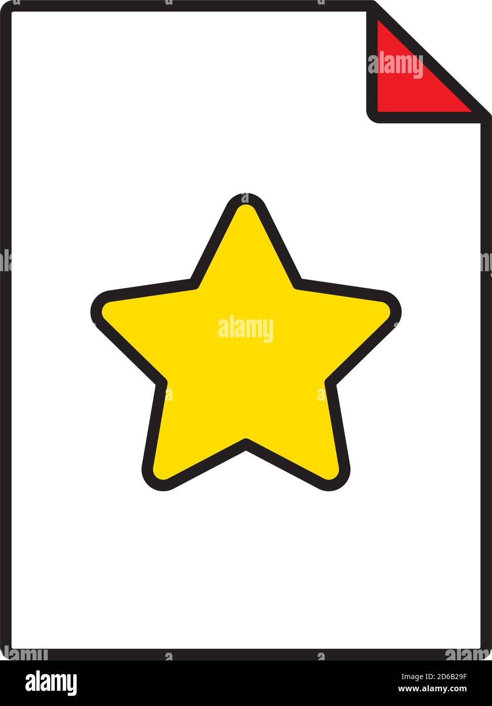 document with star icon over white background, line and fill style ...
