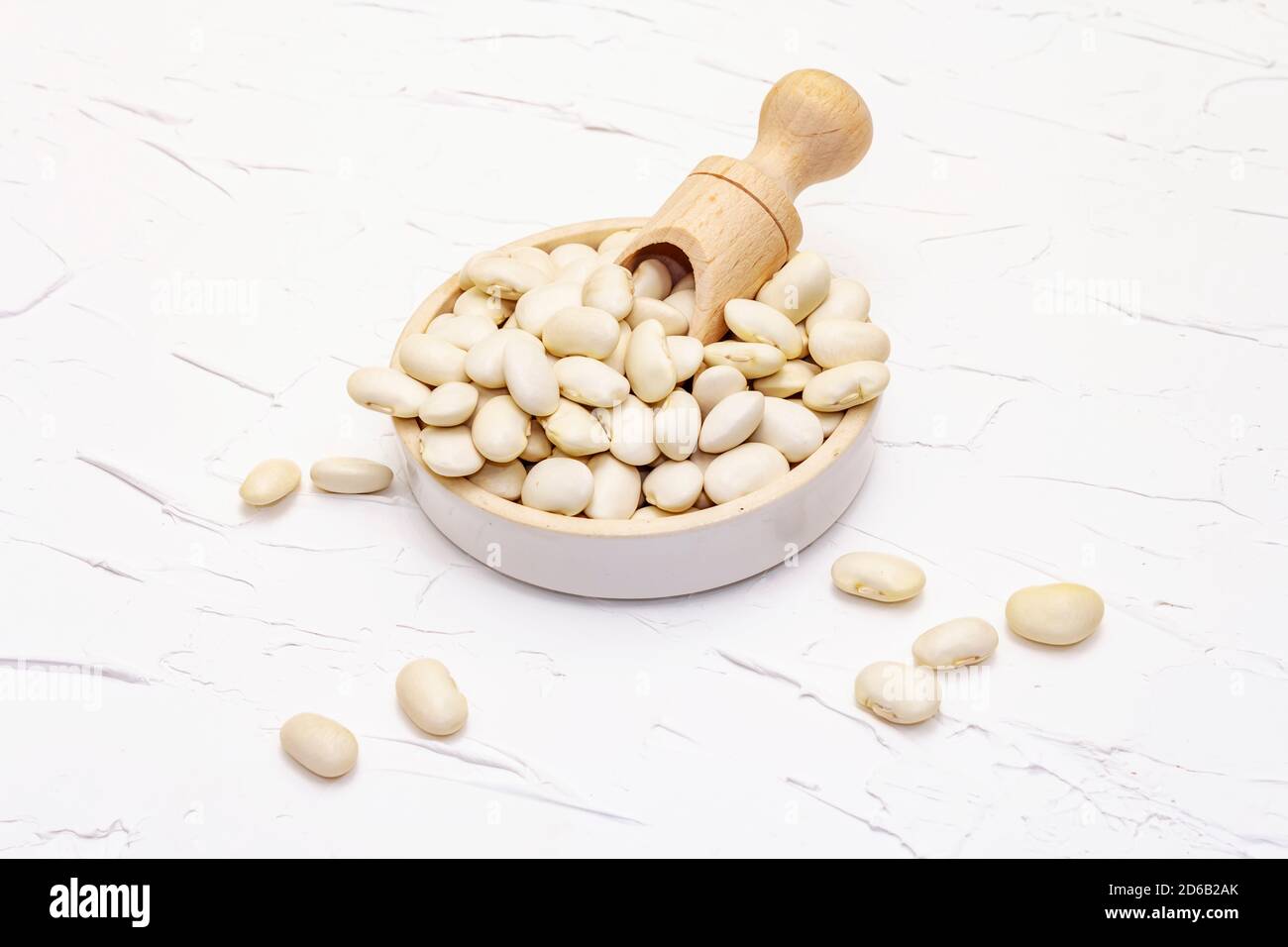 Dry Lima bean or kidney bean in glass jar. A valuable source of protein ...