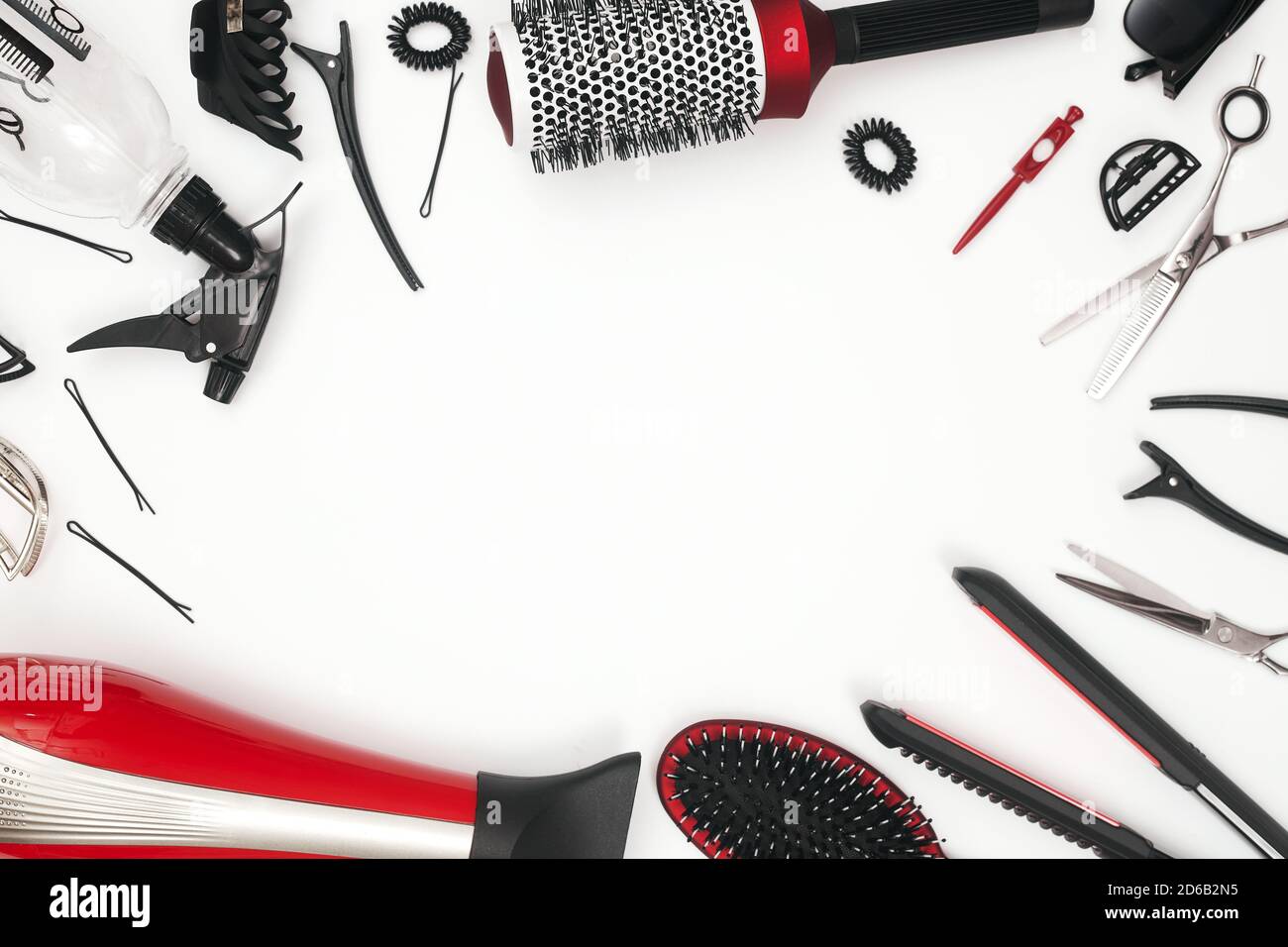 professional items for a hairdresser's, haircuts on a white background ...