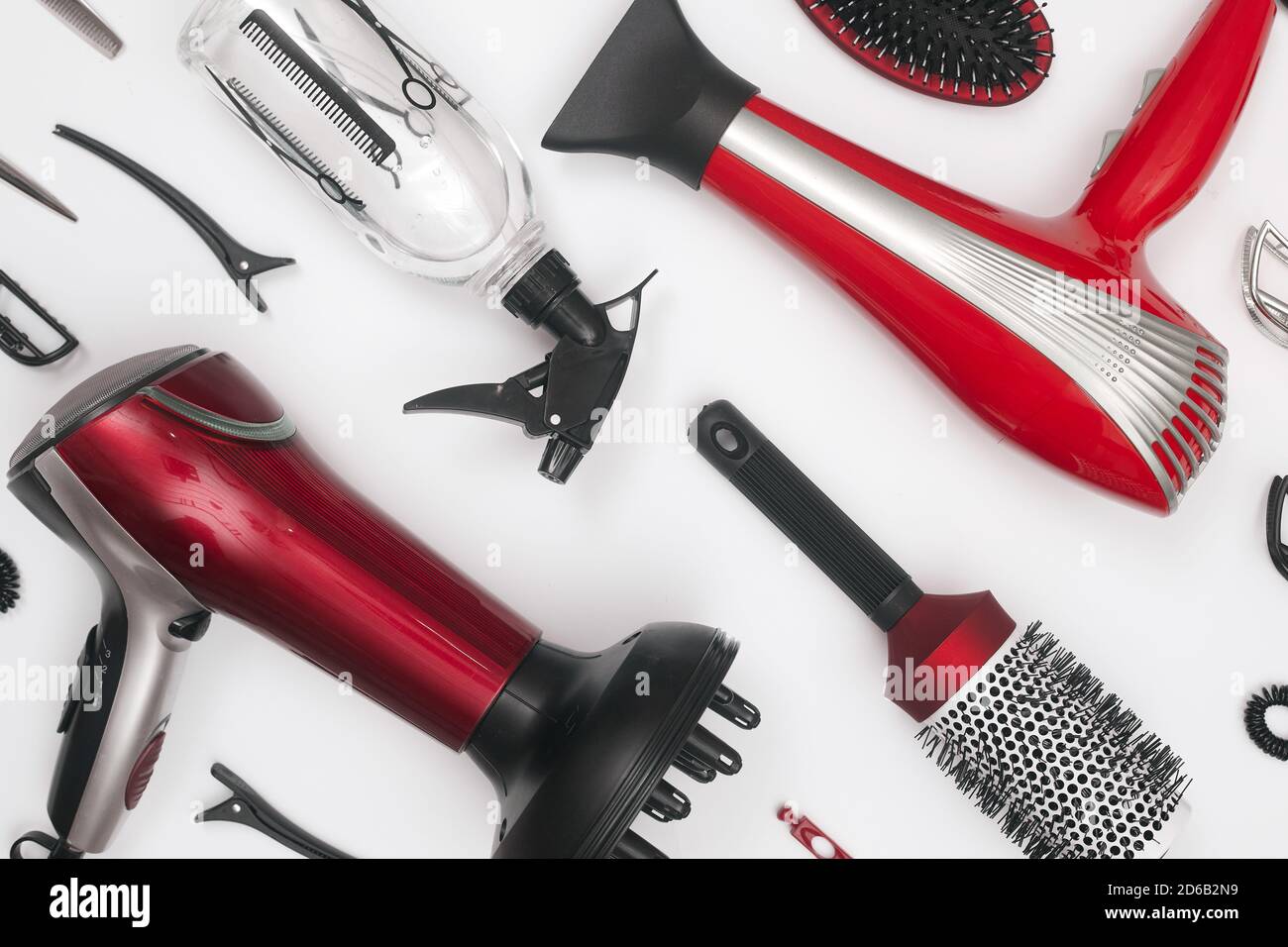 professional items for a hairdresser's, haircuts on a white background ...