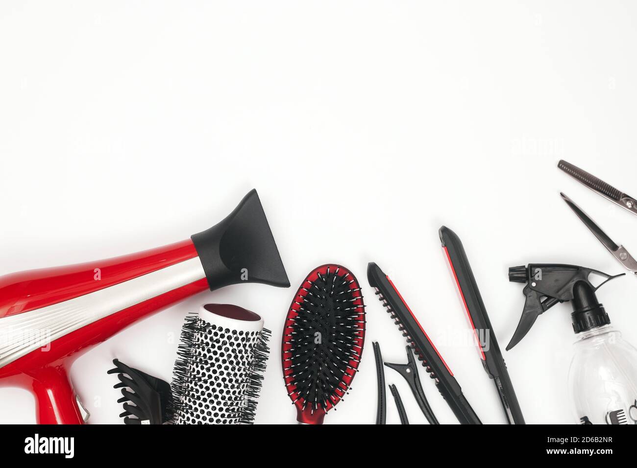 professional items for a hairdresser's, haircuts on a white background ...