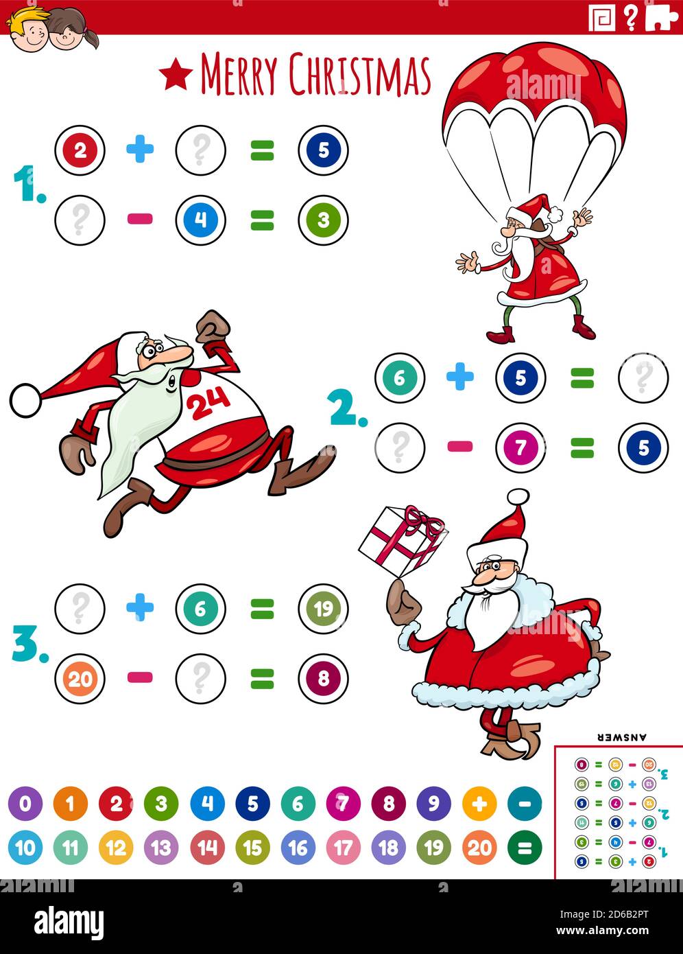 Cartoon Illustration of Educational Mathematical Addition and ...