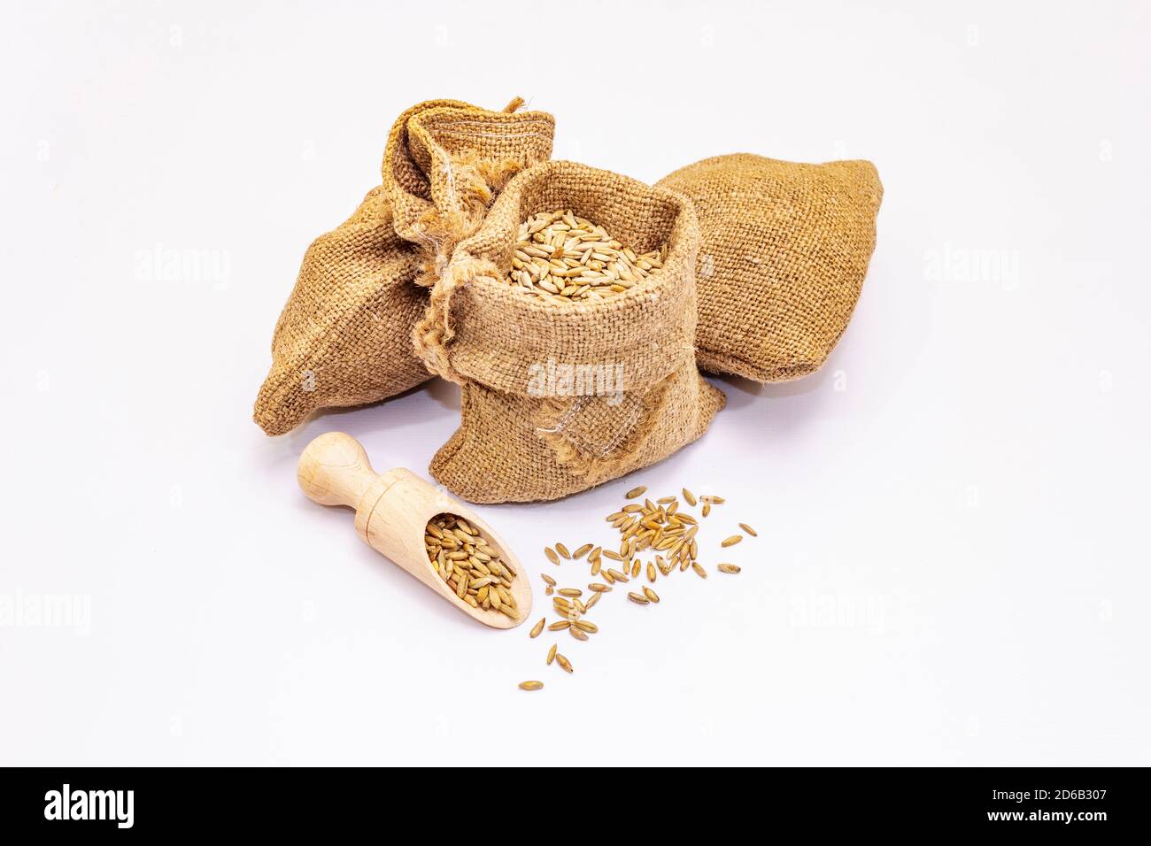 Rye grains isolated on white background. A traditional ingredient in ...