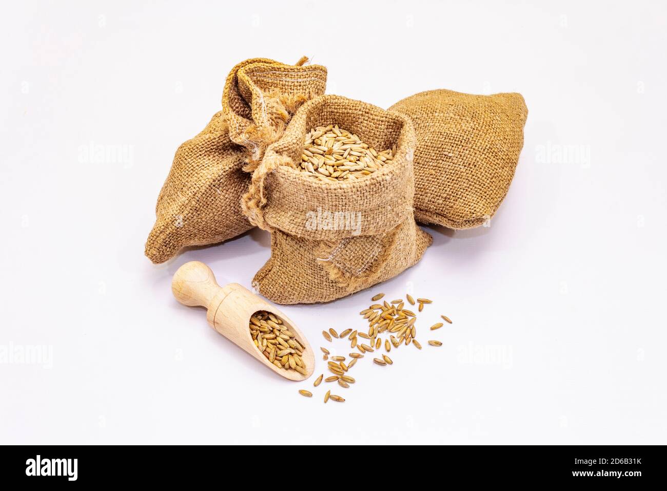 Rye grains isolated on white background. A traditional ingredient in ...