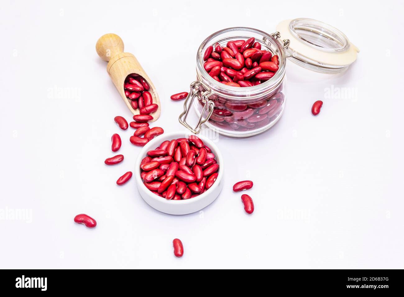 Dry red beans isolated on white background. A traditional ingredient in ...