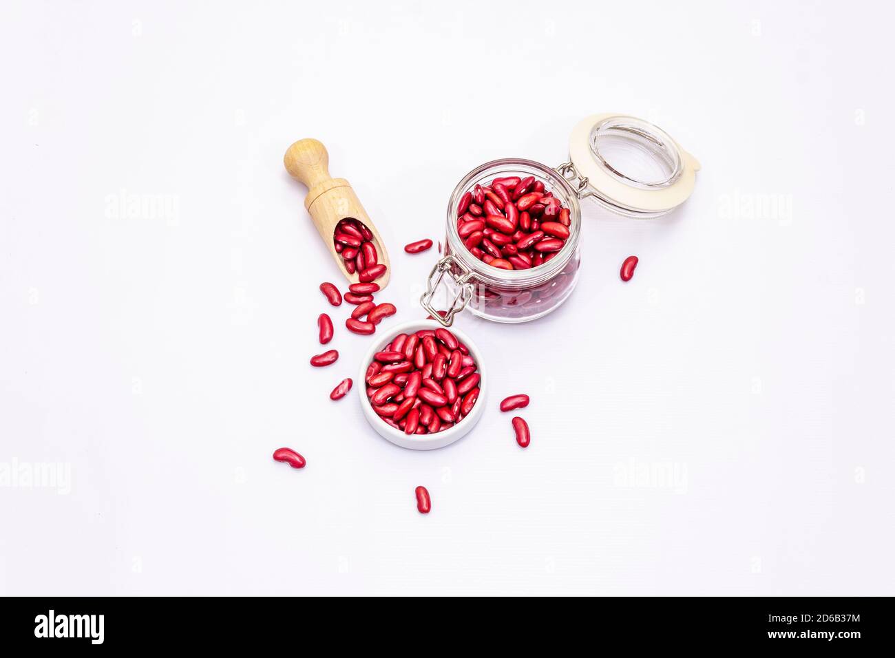 Dry red beans isolated on white background. A traditional ingredient in ...