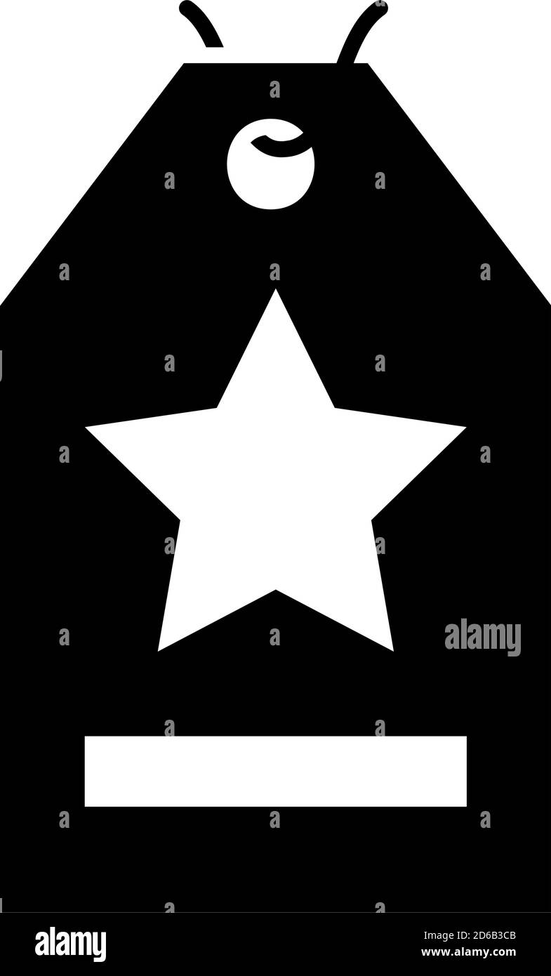 tag with star icon over white background, silhouette style, vector ...