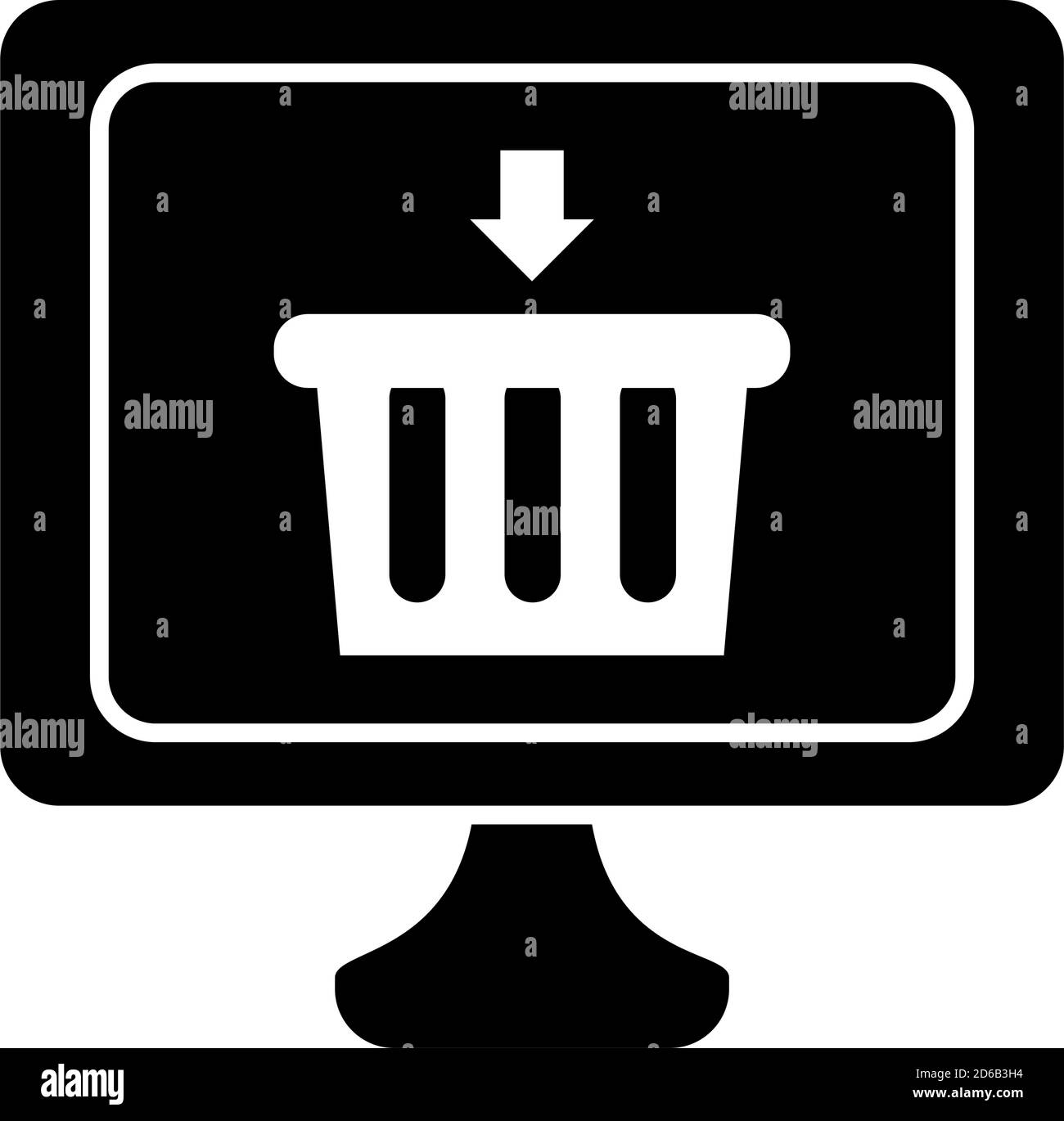computer with shopping basket icon over white background, silhouette ...