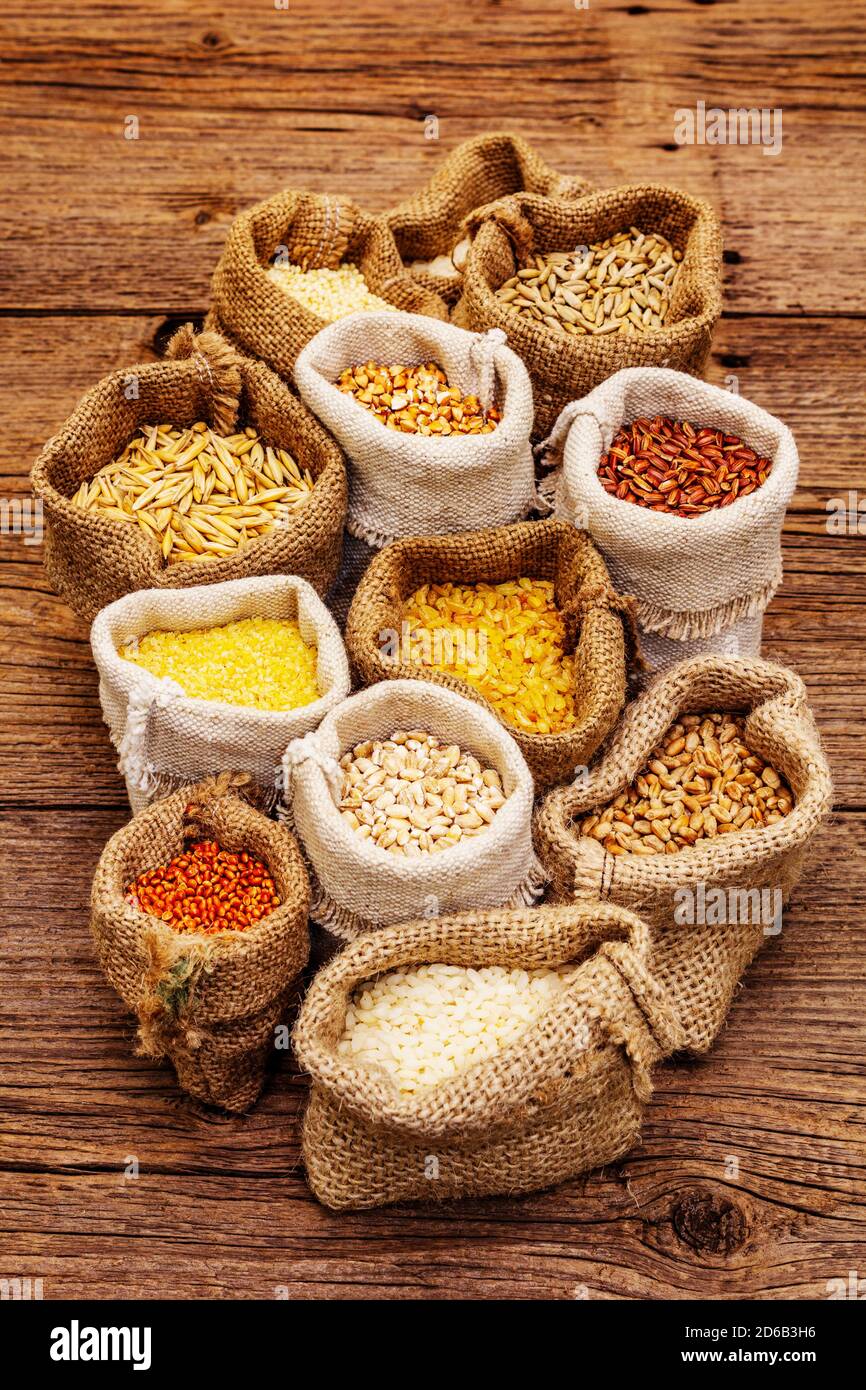 Assorted variety of cereals. An indispensable ingredient for a healthy ...