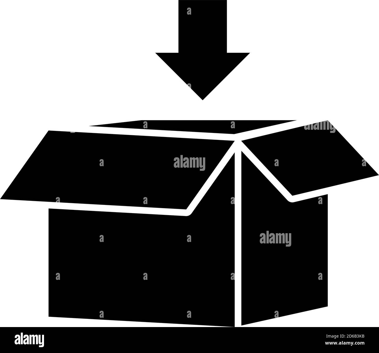 arrow pointing a box icon over white background, silhouette style ...