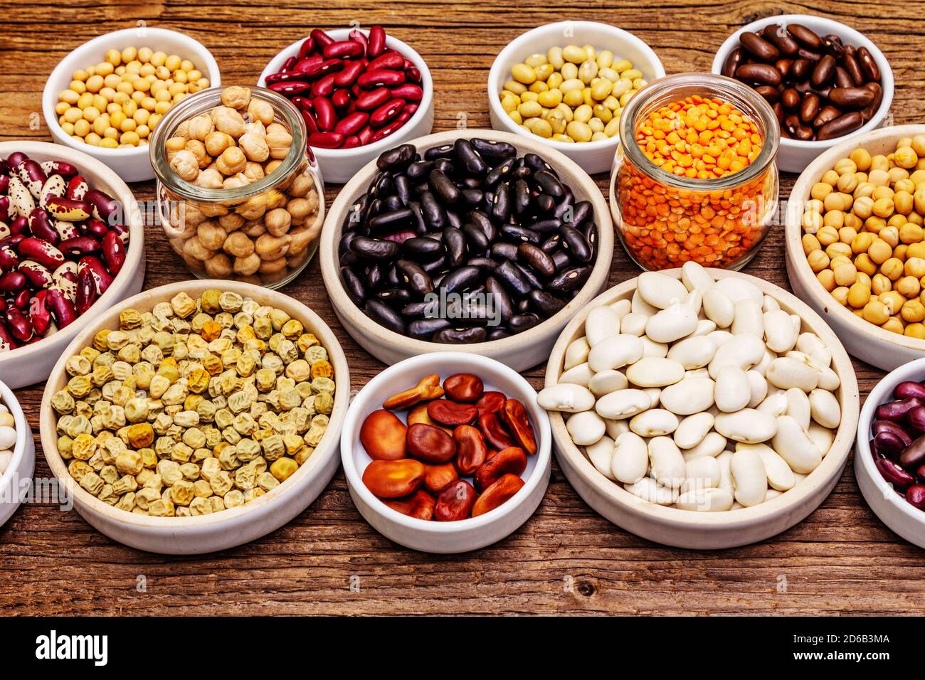 Assorted different types of beans. Set of various dry legumes ...