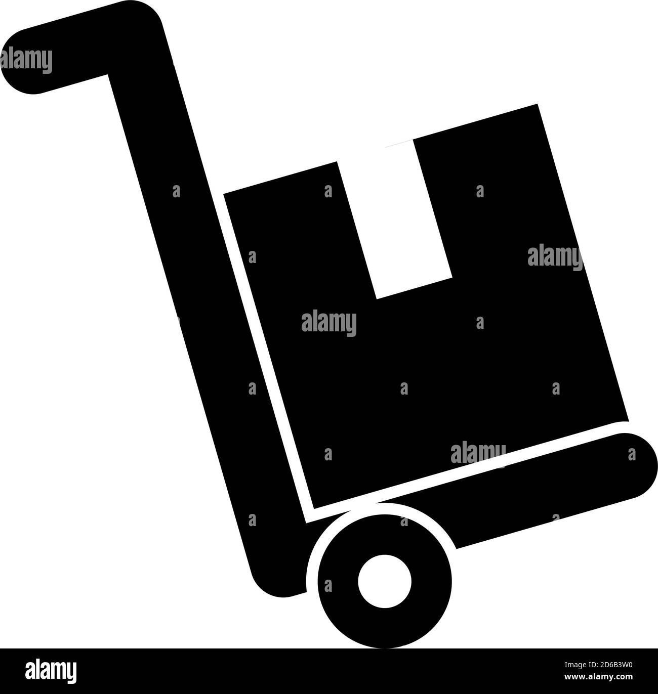 handcart with box over white background, silhouette style, vector ...