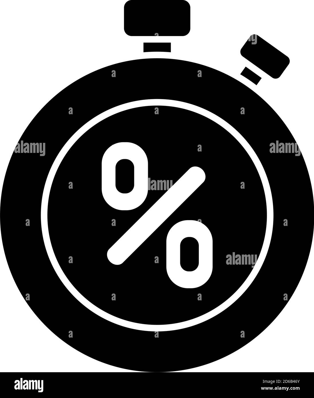 chronometer with percentage icon over white background, silhouette ...