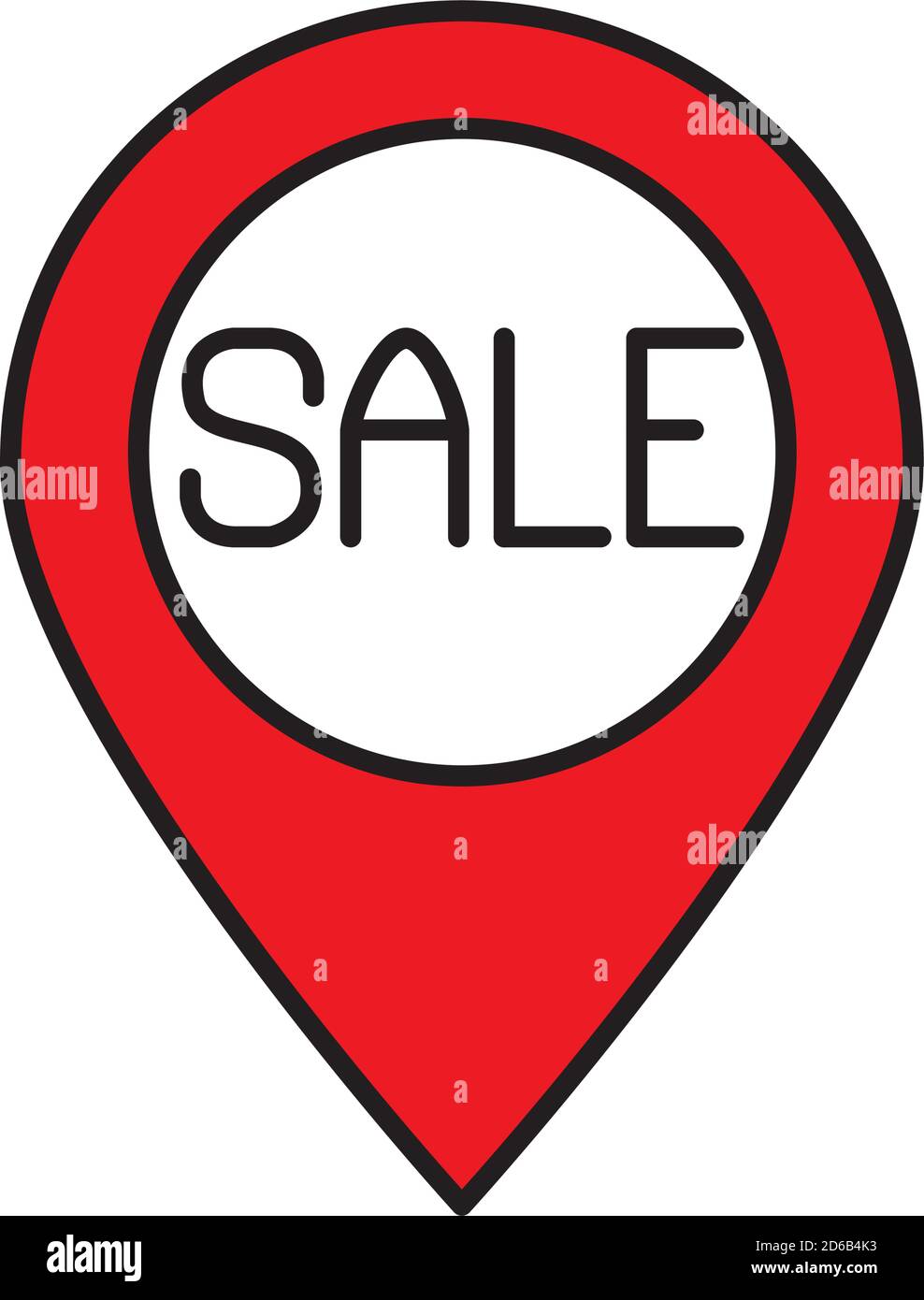 location pin with sale design over white background, line and fill ...
