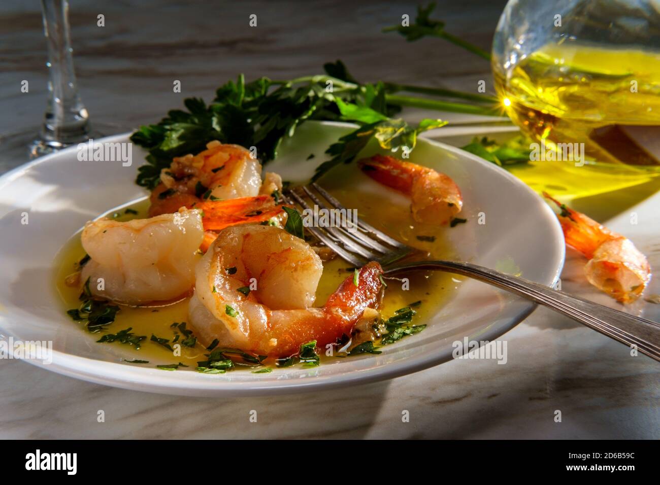 Portuguese dinner camarao ao alho e oleo garlic shrimp with dramatic ...