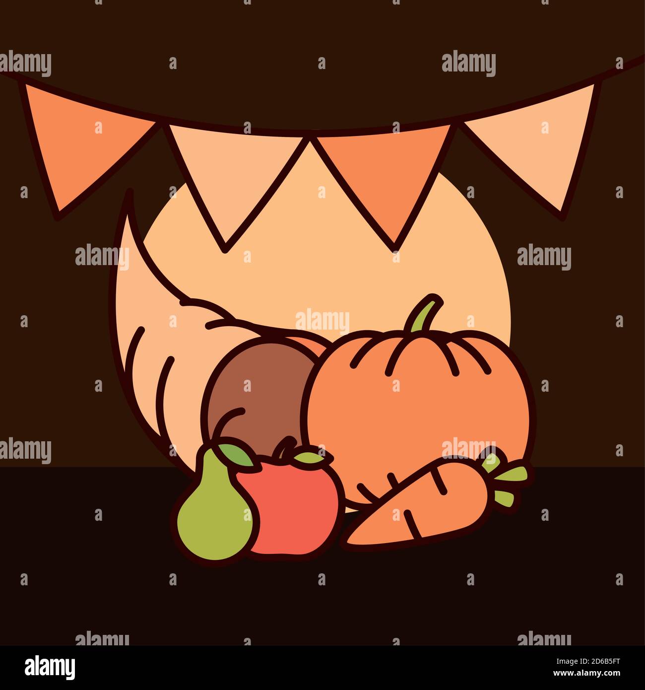 thanksgiving day, pumpkin apple pear carrot and cornucopia harvest ...