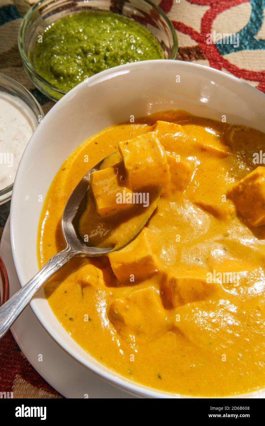 Indian paneer makhani vegetarian cheese in butter masala sauce with ...