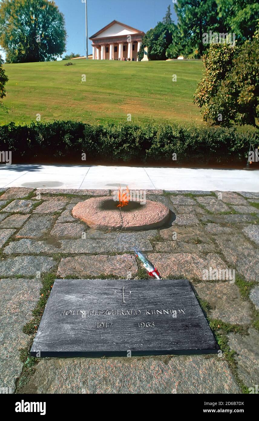 John F Kennedy gravesite at Arlington National Cemetary Washington D C ...