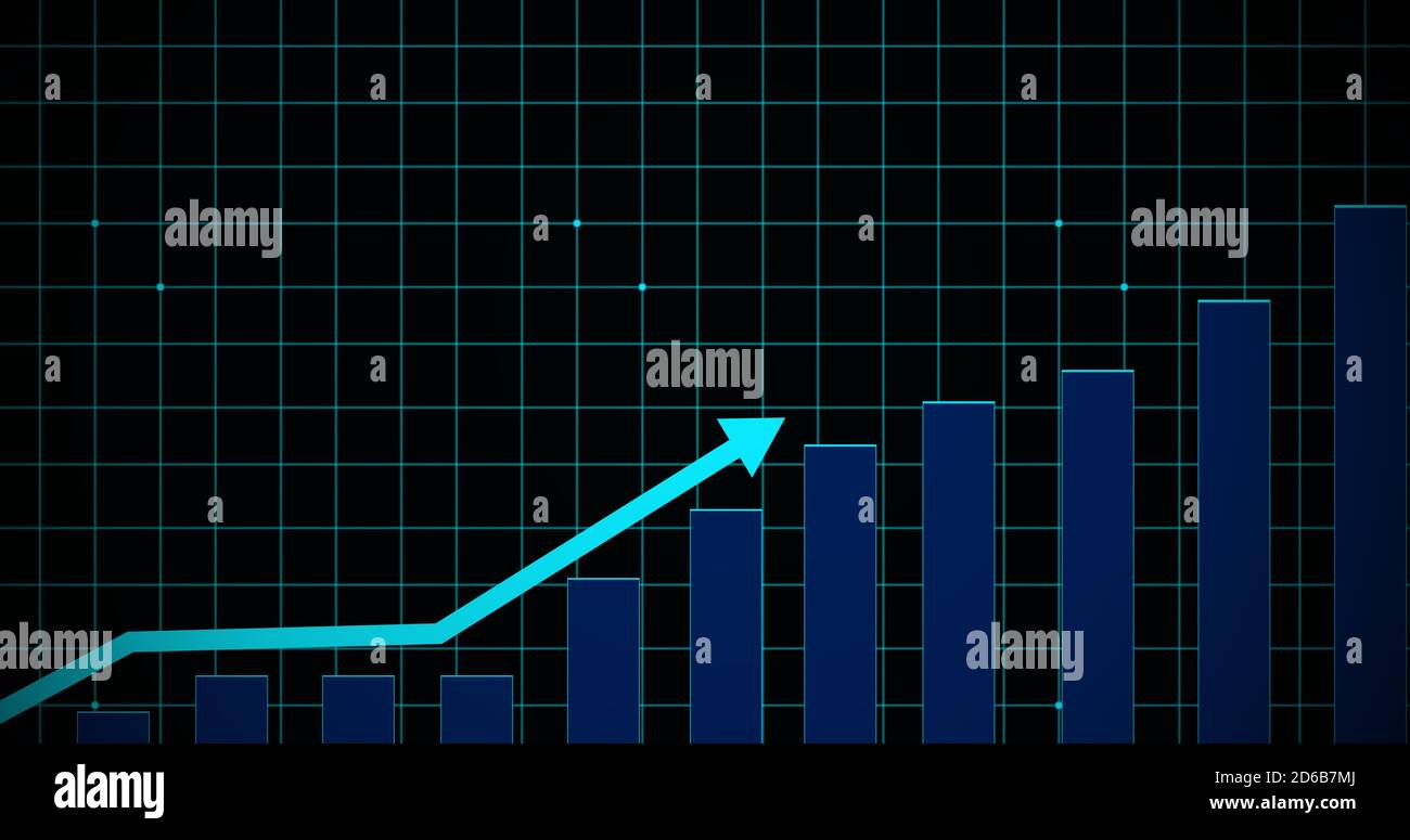 Growth success arrow on grid line. business graph showing 3d arrow ...