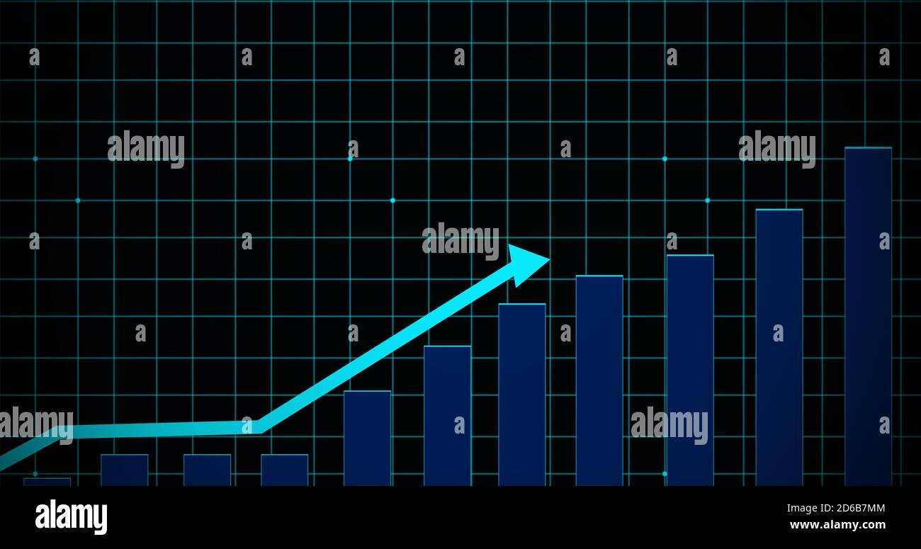 Growth success arrow on grid line. business graph showing 3d arrow ...