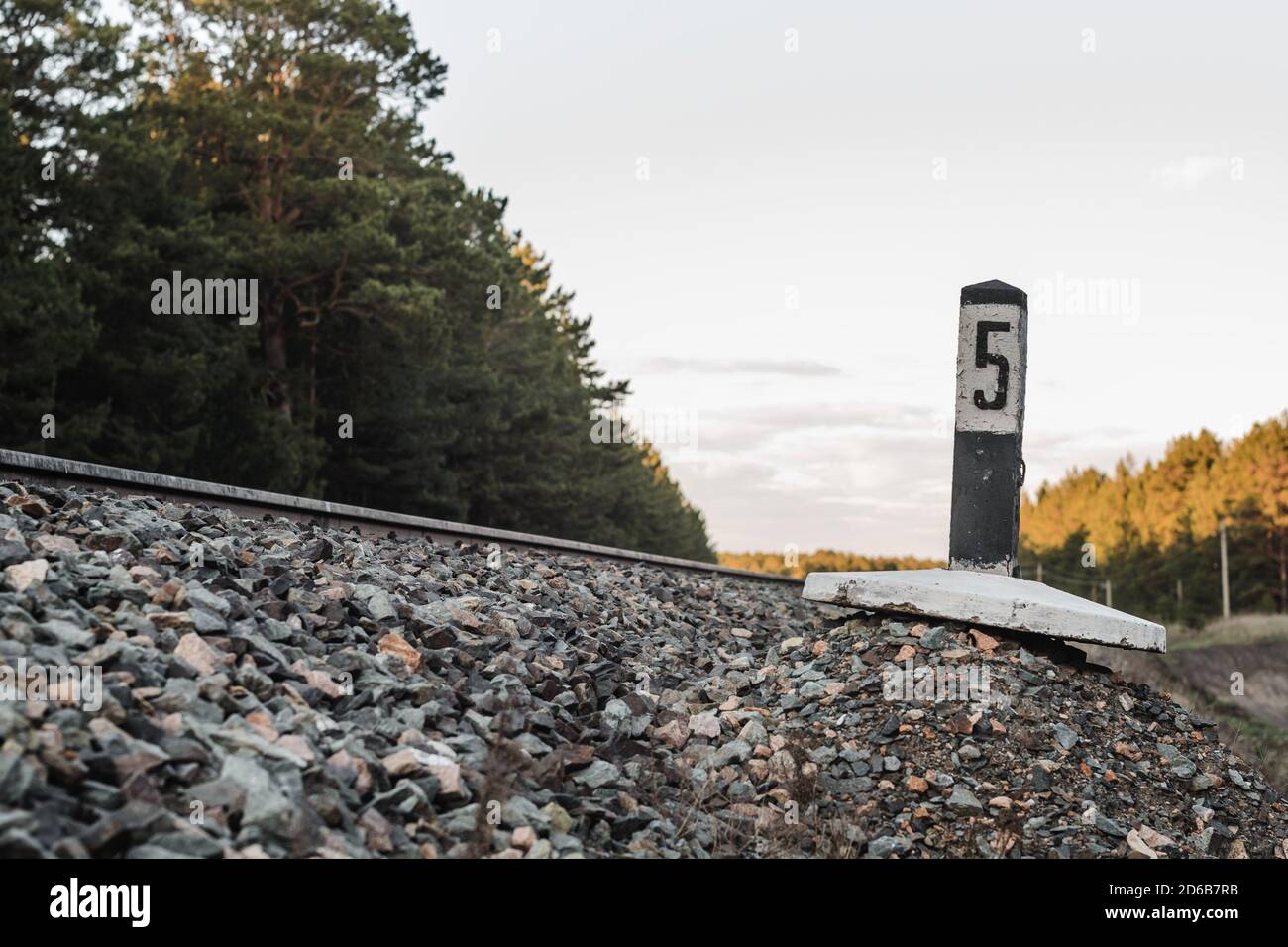 Pillar on the railroad Stock Photo - Alamy