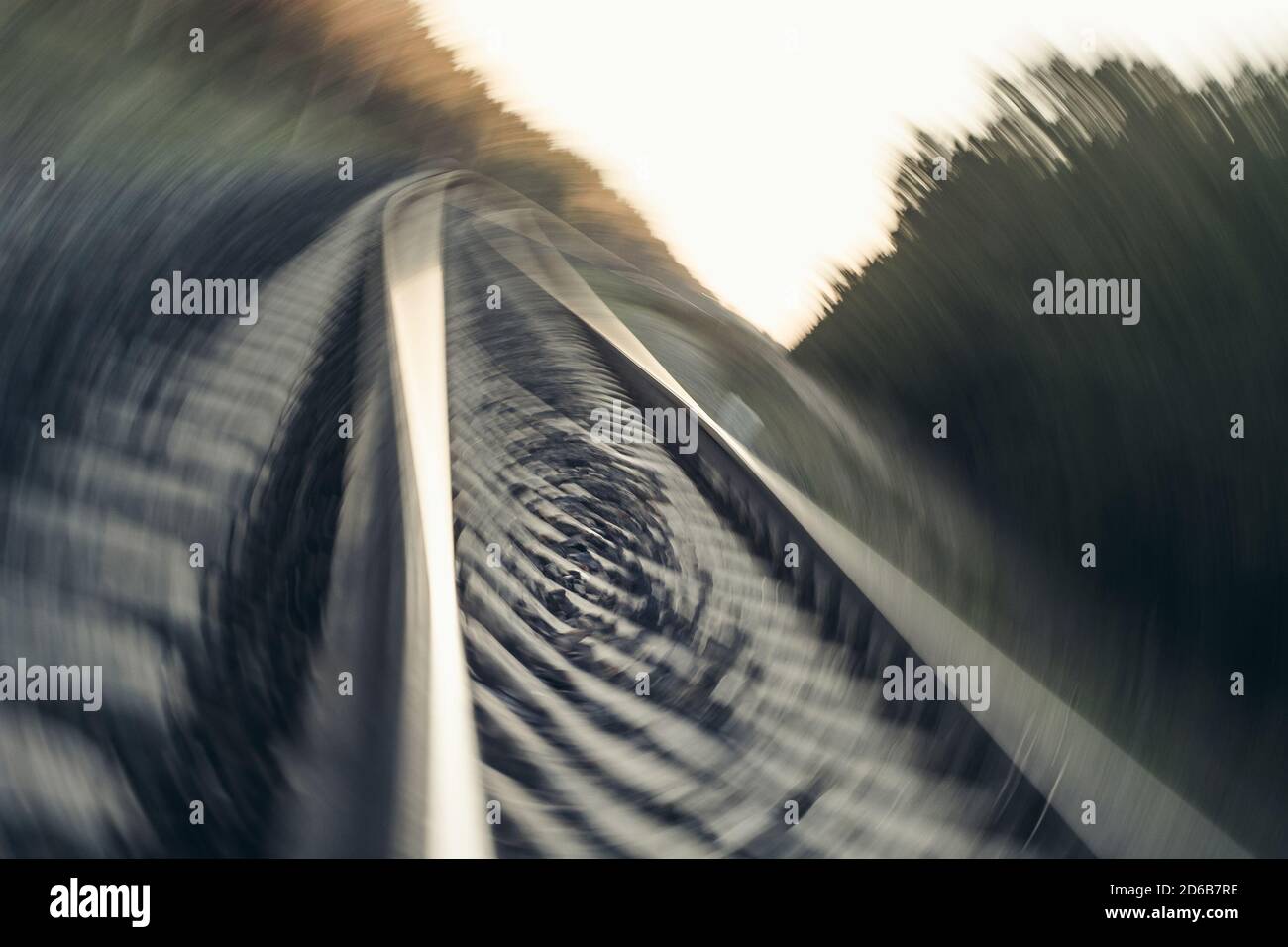 Receding into the distance railway. Distortion effect Stock Photo - Alamy
