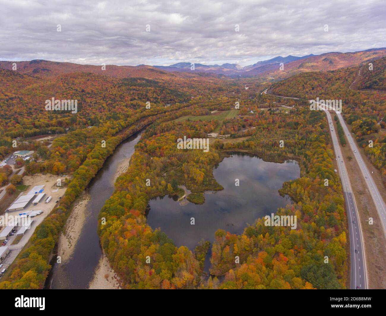 Interstate Highway 93 at Exit 30 with US Route 3 and Pemigewasset River ...