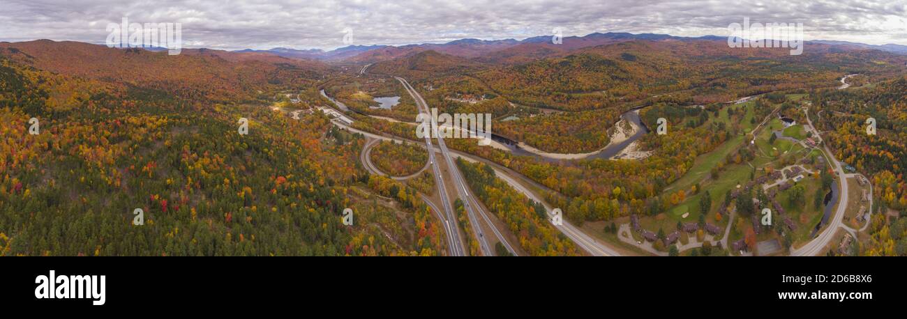 Interstate Highway 93 at Exit 30 with US Route 3 and Pemigewasset River ...